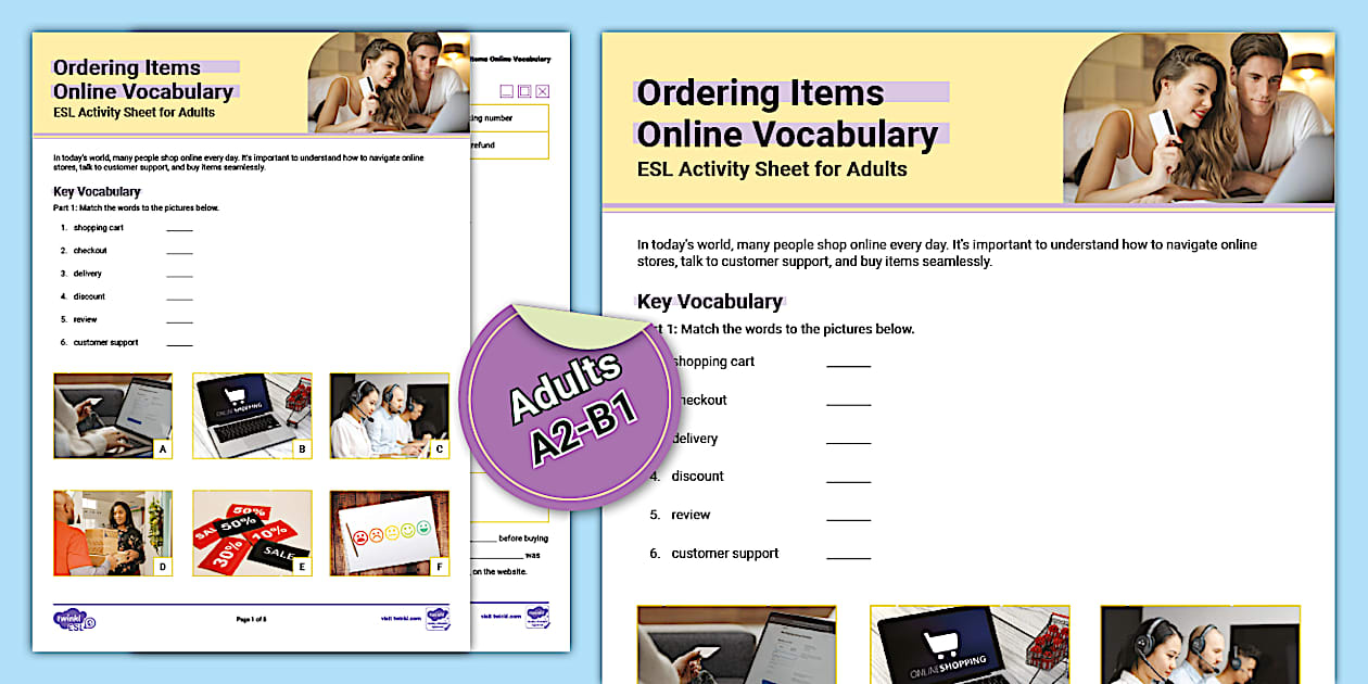 Ordering Items Online Activity Sheet [Adults, A2-B1]