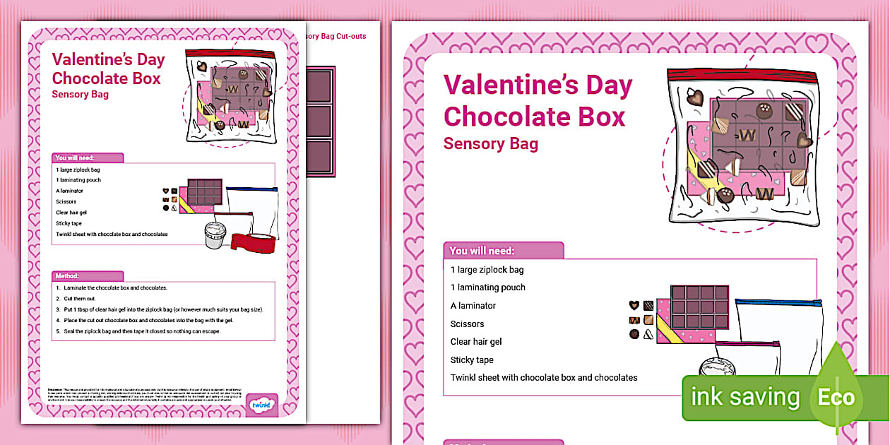 Valentine's Day Chocolate Box Sensory Bag - Twinkl