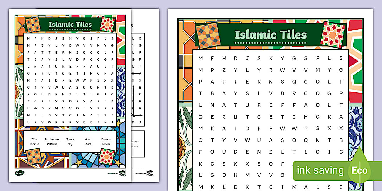 Islamic Tiles - Word Find (teacher made) - Twinkl