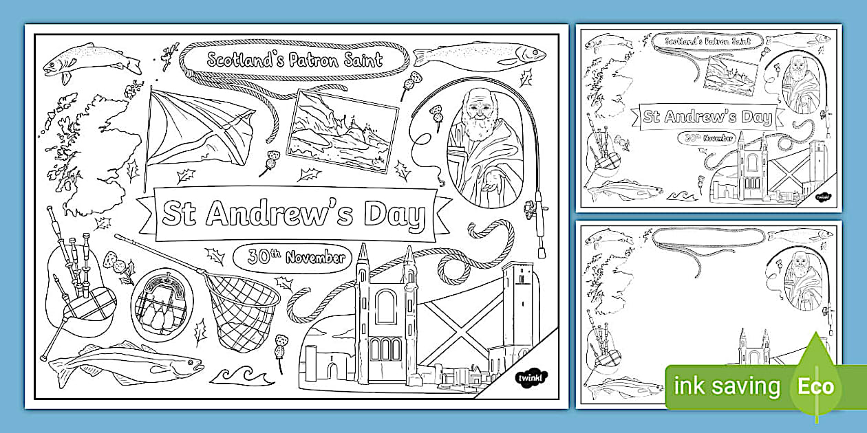 Saint Andrew's Day Doodle Colouring Pages (teacher made)