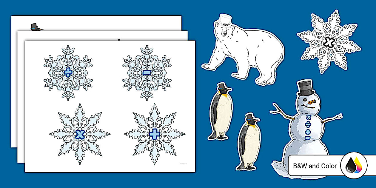 Winter Math Cutouts (teacher made) - Twinkl