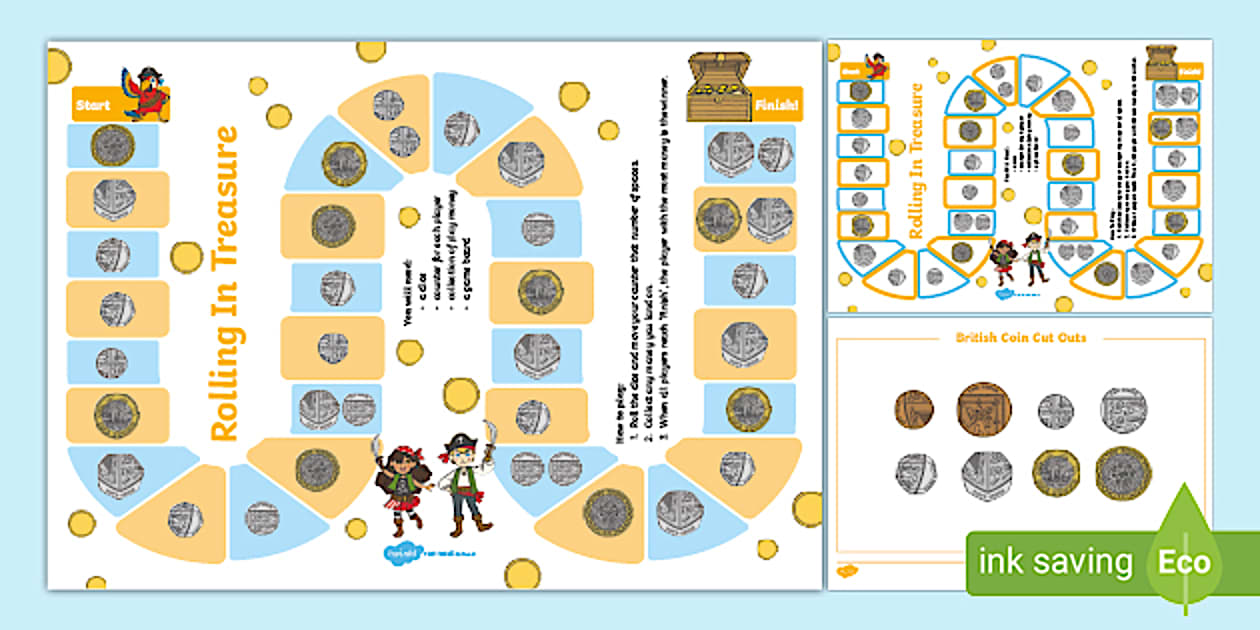 Rolling in Treasure UK Coins Board Game (teacher made)