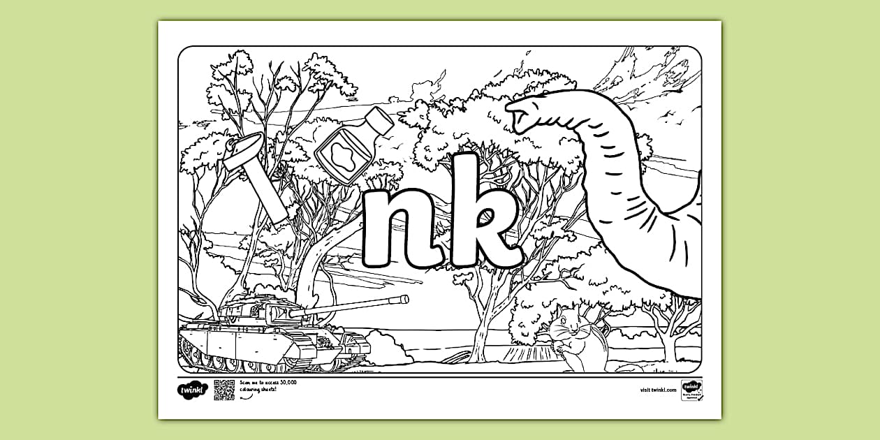 'nk' Sound Loaded Colouring Sheet (Teacher-Made) - Twinkl