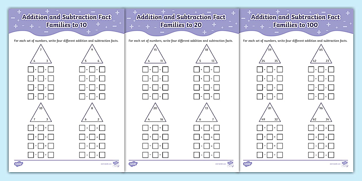 Subtraction And Addition Number Facts Worksheets | Maths