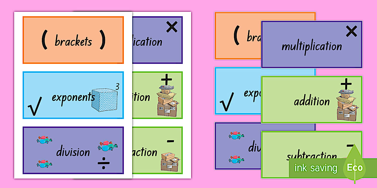 BEDMAS Vocabulary Cards (teacher made) - Twinkl