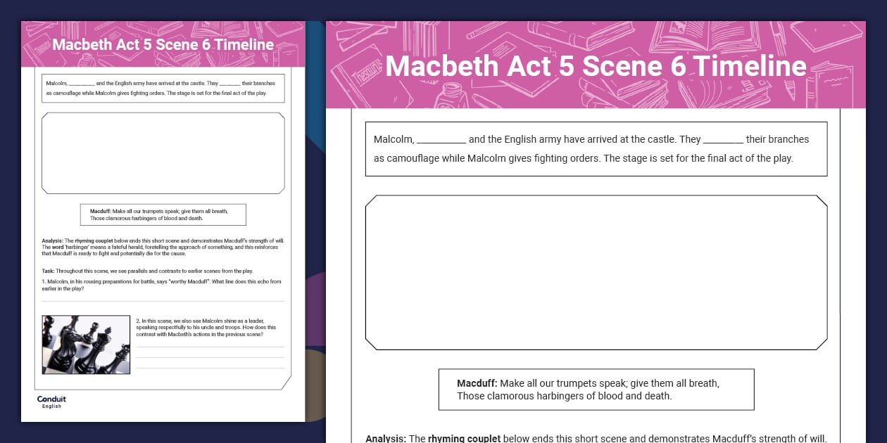 Macbeth Act 5 Scene 6 Timeline Activity Sheet (teacher made)