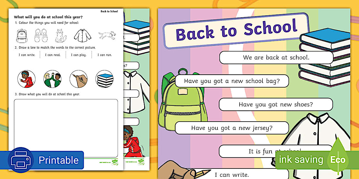 Foundation Phase LS Worksheet: Back to School (CAPS Aligned)