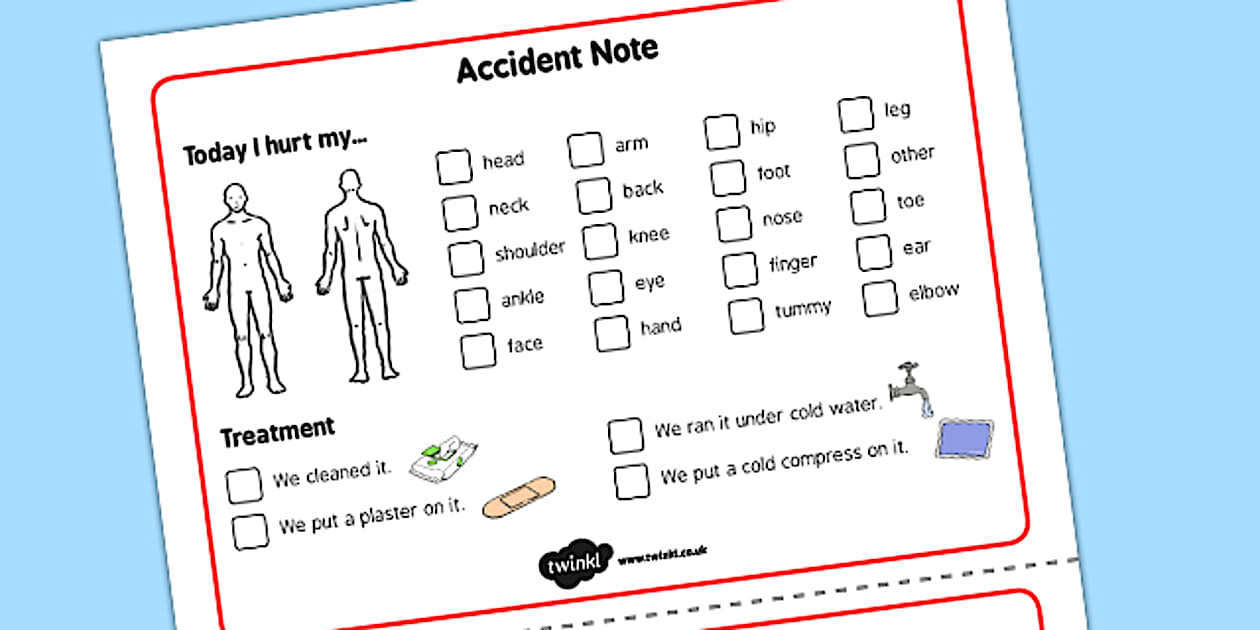 Visual Accident Note (Teacher-Made) - Twinkl
