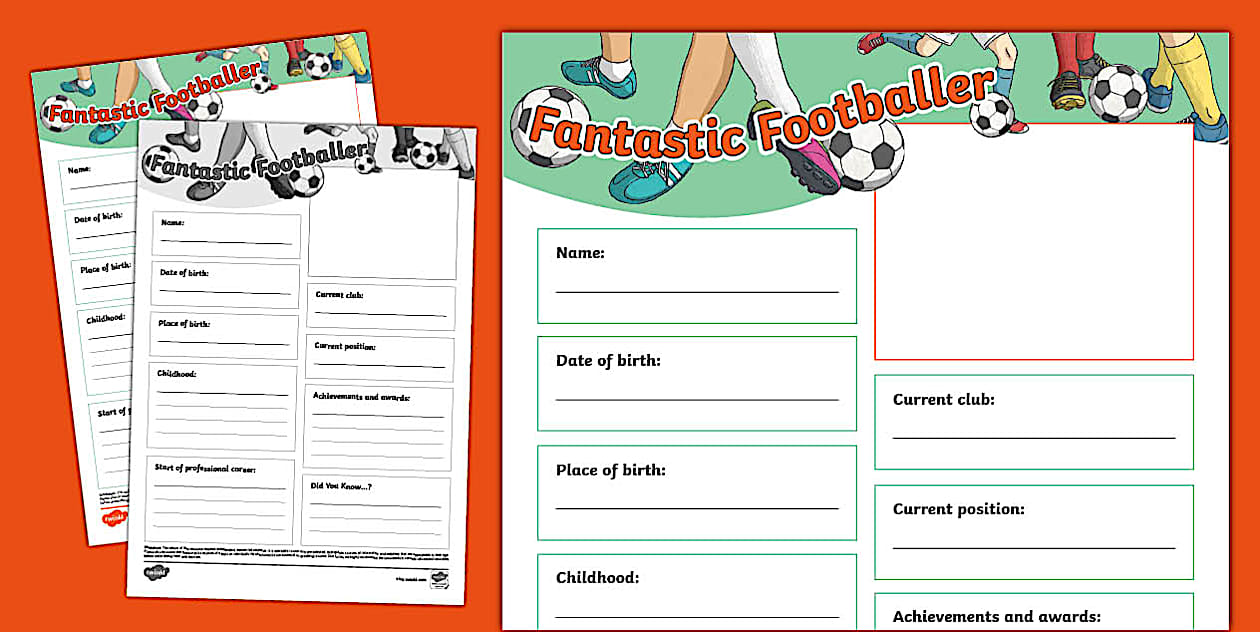 Footballer Fact File Template - Footballers (teacher made)