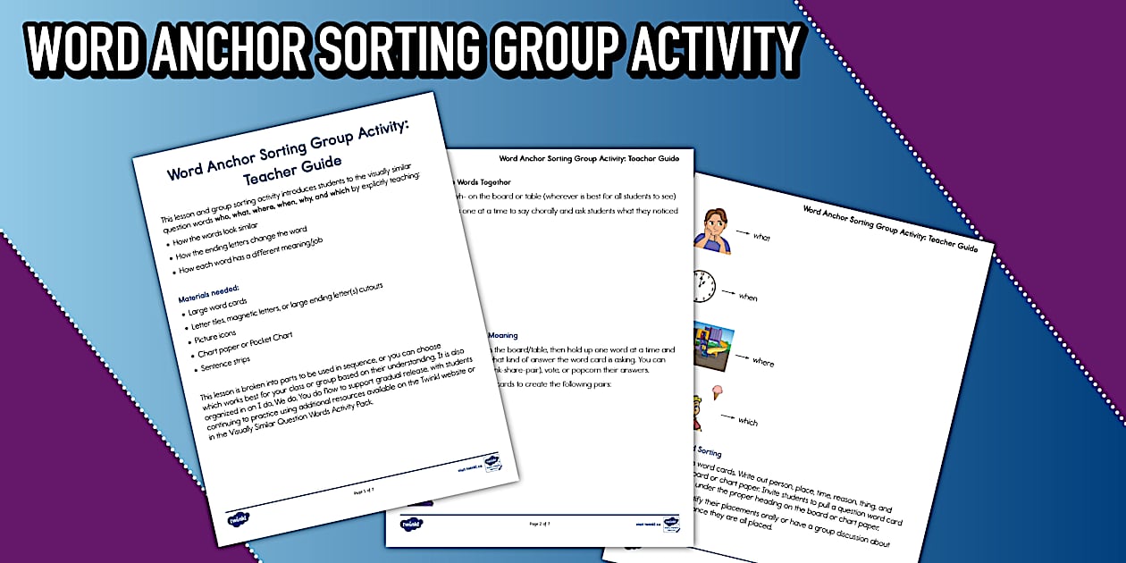 Word Anchor Visually Similar Question Words Activity