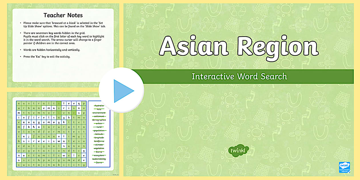 Asian Region Interactive Word Search (teacher made) - Twinkl