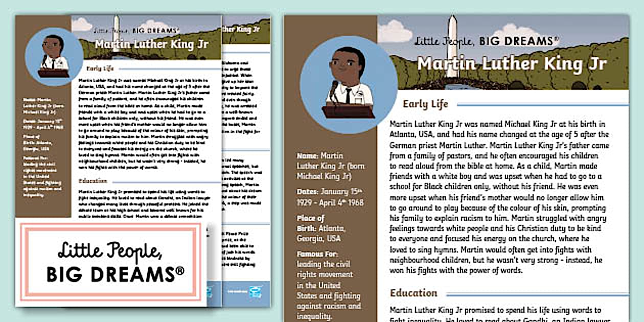 FREE! - Little People Big Dreams: Martin Luther King Jr Fact File