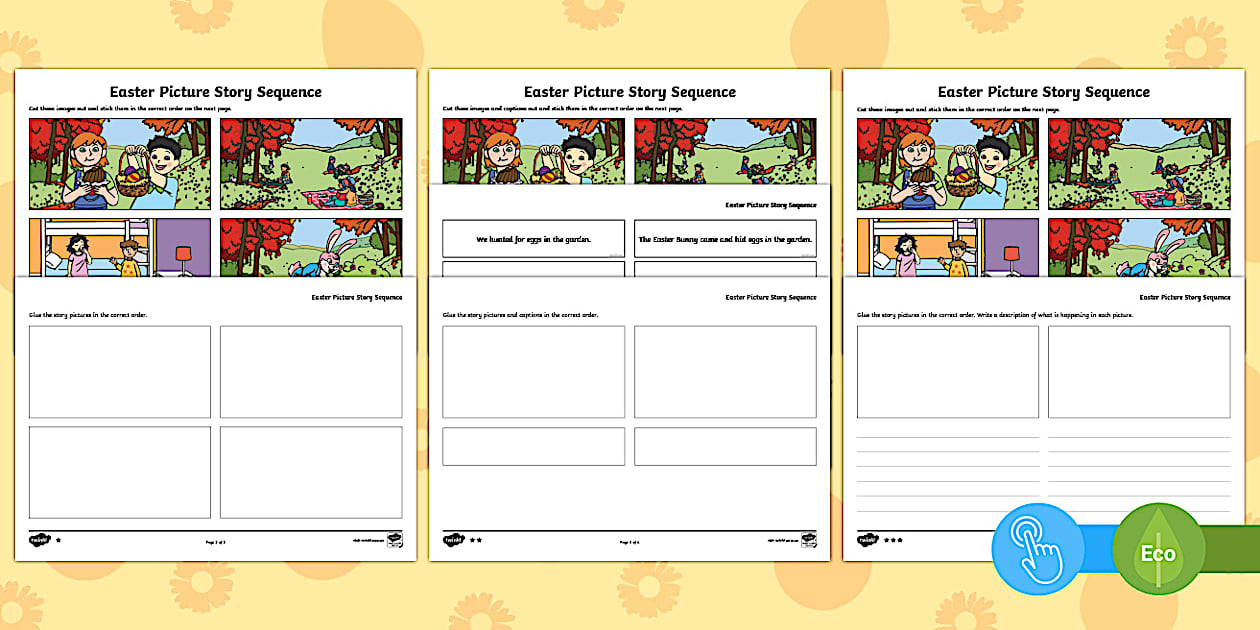 Easter Picture Story Sequence Differentiated Worksheets