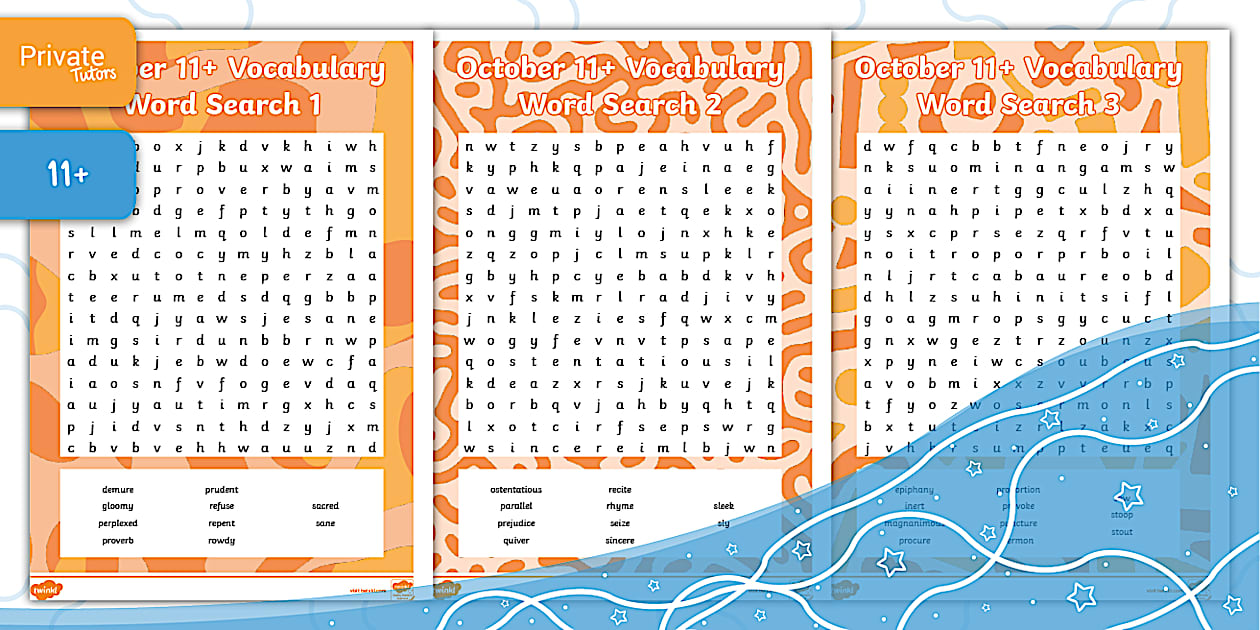 11+ Vocabulary Word Searches - October Pack (Teacher-Made)