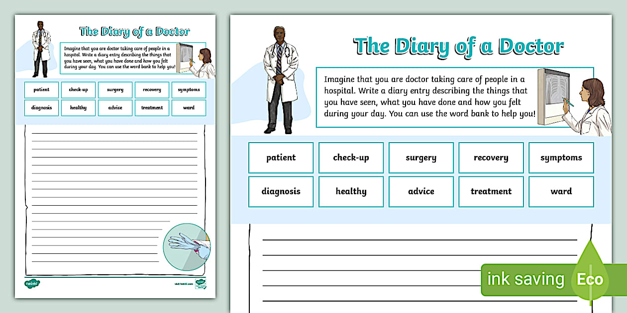 Diary of a Doctor Writing Activity (teacher made) - Twinkl
