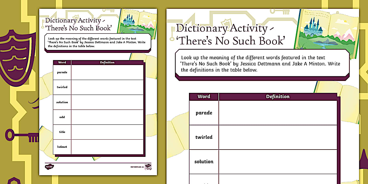 Dictionary Activity 'There's No Such Book' (Teacher-Made)