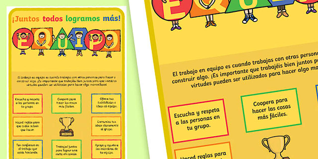 TEAM Large Motivational Poster KS2 Spanish - Twinkl