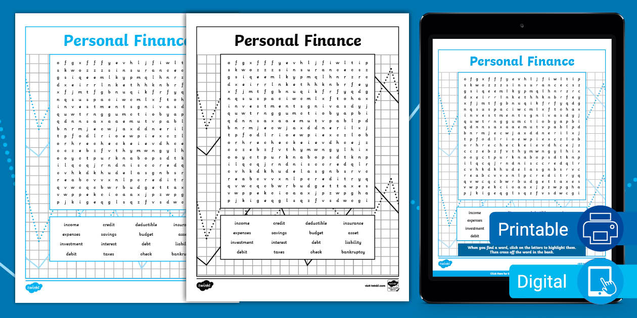 Finance Word Search for 6th-8th Grade | Twinkl USA