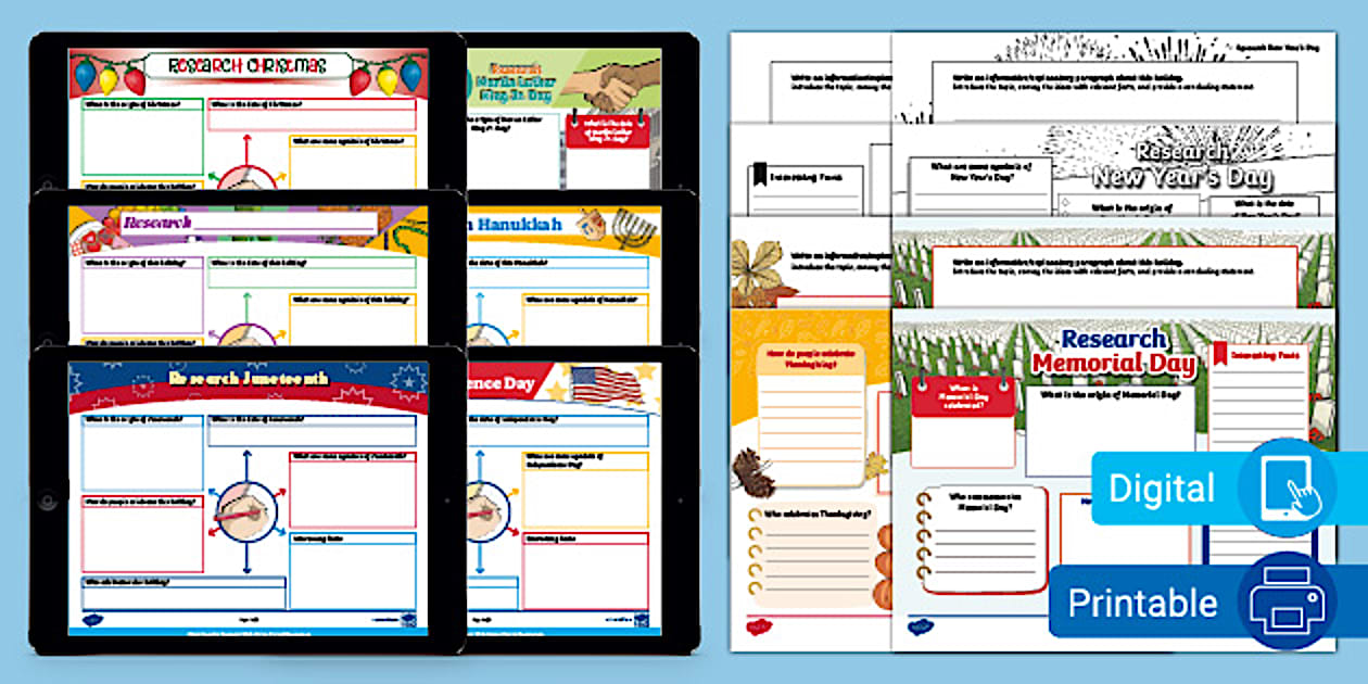 Research a Holiday Graphic Organizer & Writing Template Pack for 6th ...