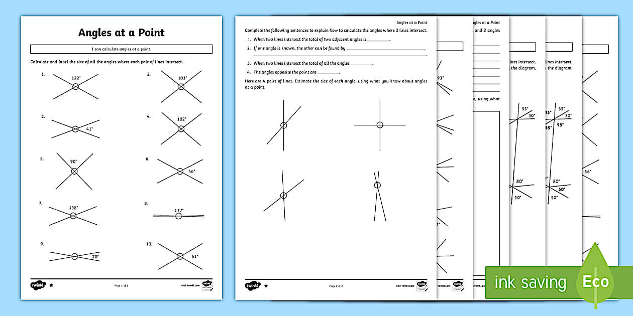Year 5 Angles Around a Point Differentiated Worksheets