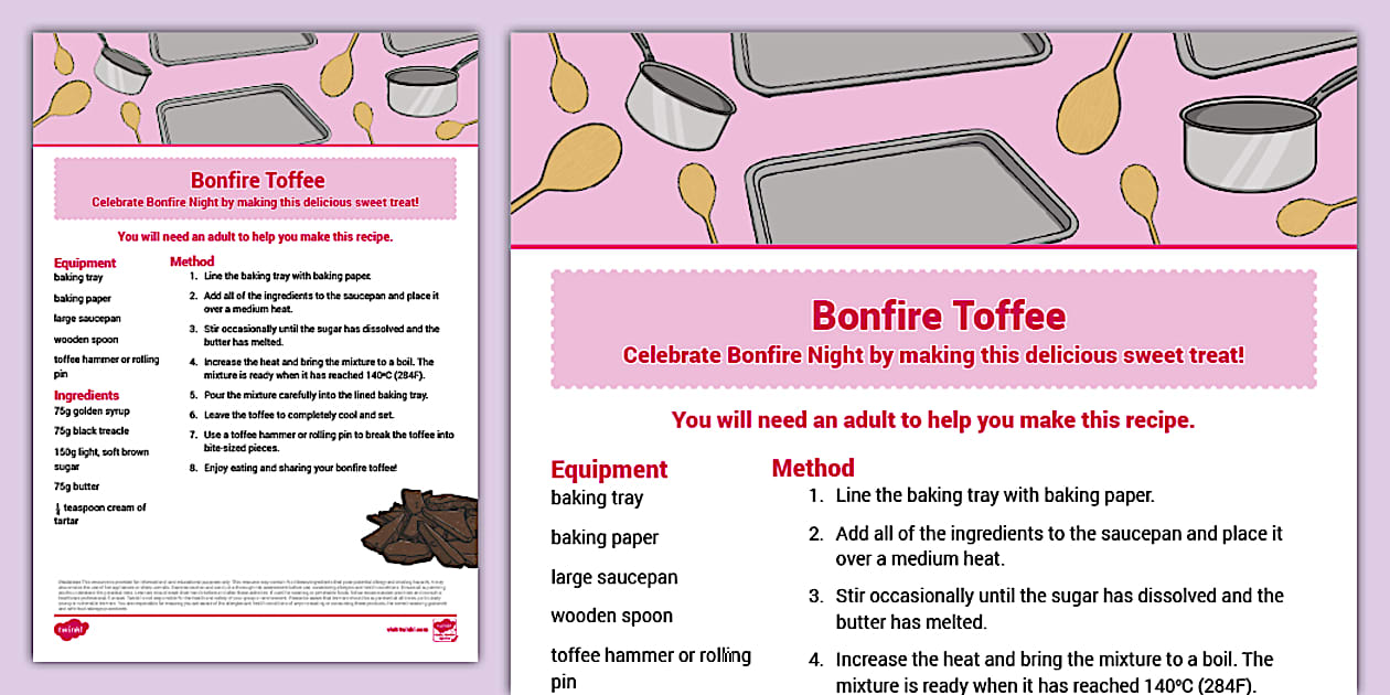 Bonfire Toffee Recipe | KS1 | Teacher Resources - Twinkl
