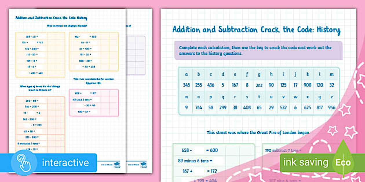 👉 Addition And Subtraction Crack The Code History Ages 7 8