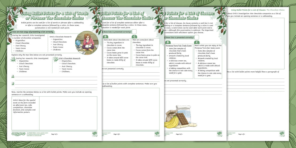 Using Bullet Points: The Chocolate Choice (teacher made)