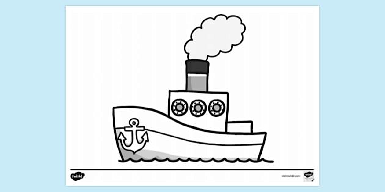 Steamboat Colouring Sheet - Teaching Resources - Twinkl