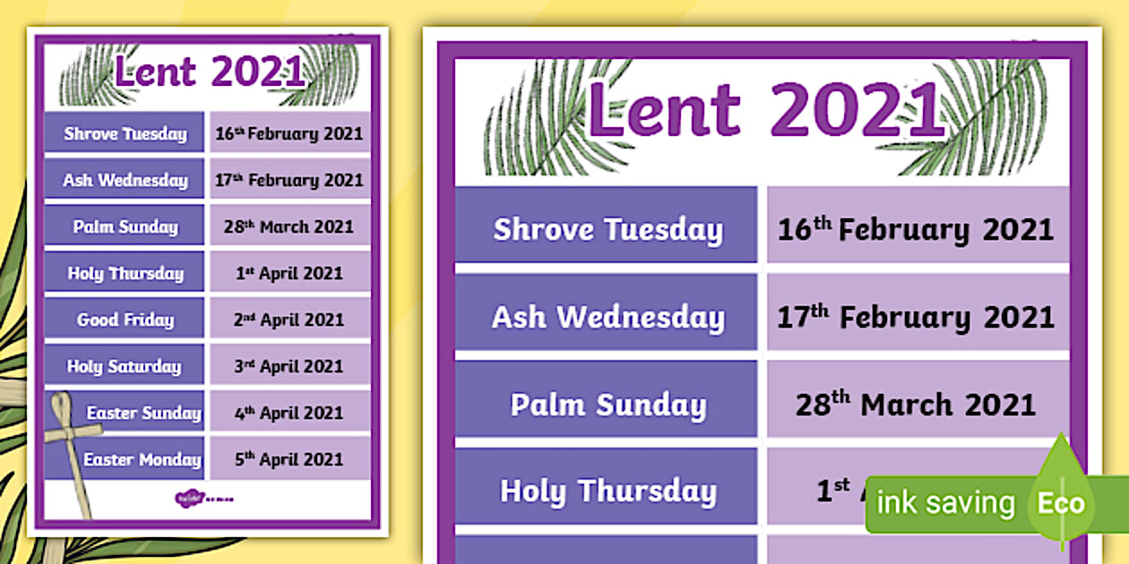 Cursive Dates in Lent Display Poster - Twinkl