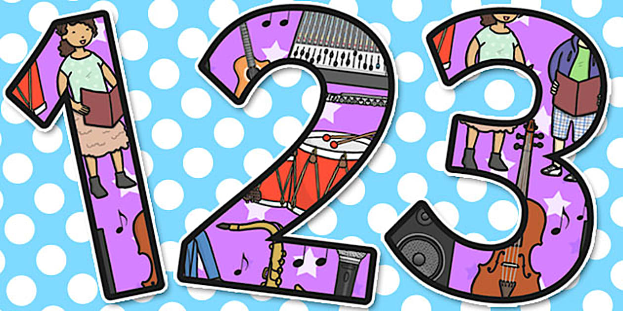 Music Themed A4 Display Numbers (teacher made) - Twinkl