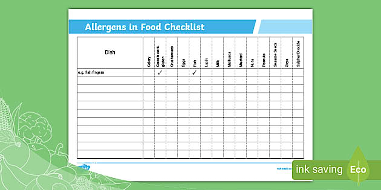 Allergens in Food Checklist | Twinkl Yum (teacher made)
