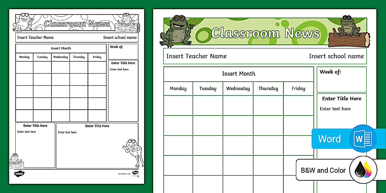 Editable "TOAD-ally" Awesome Class Newsletter (Teacher-Made)