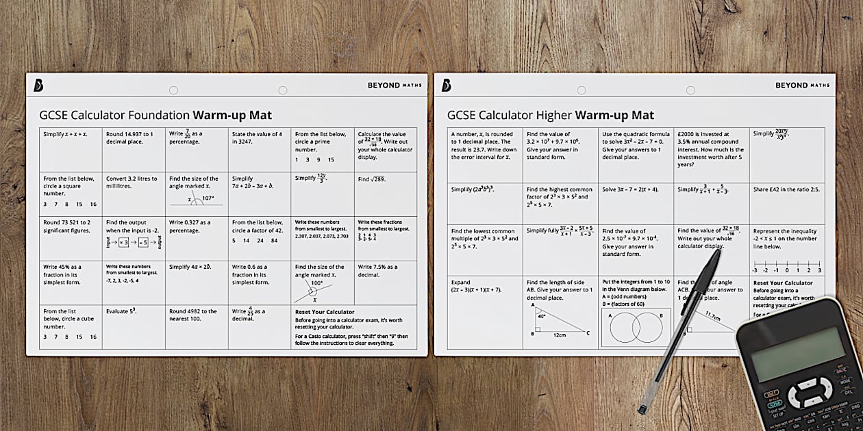 👉 GCSE Maths Warm Up - Foundation and Higher (Calculator A)