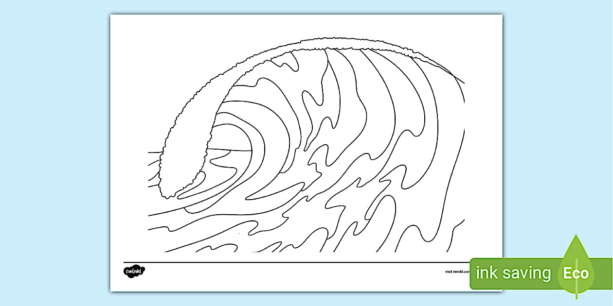 Breaking Wave Colouring Sheet | Colouring Pages - Twinkl