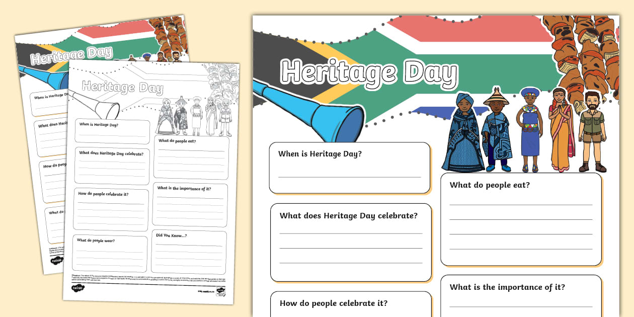 Grade 2/3 Life Skills Term 4 Heritage Day Fact File Template (CAPS)