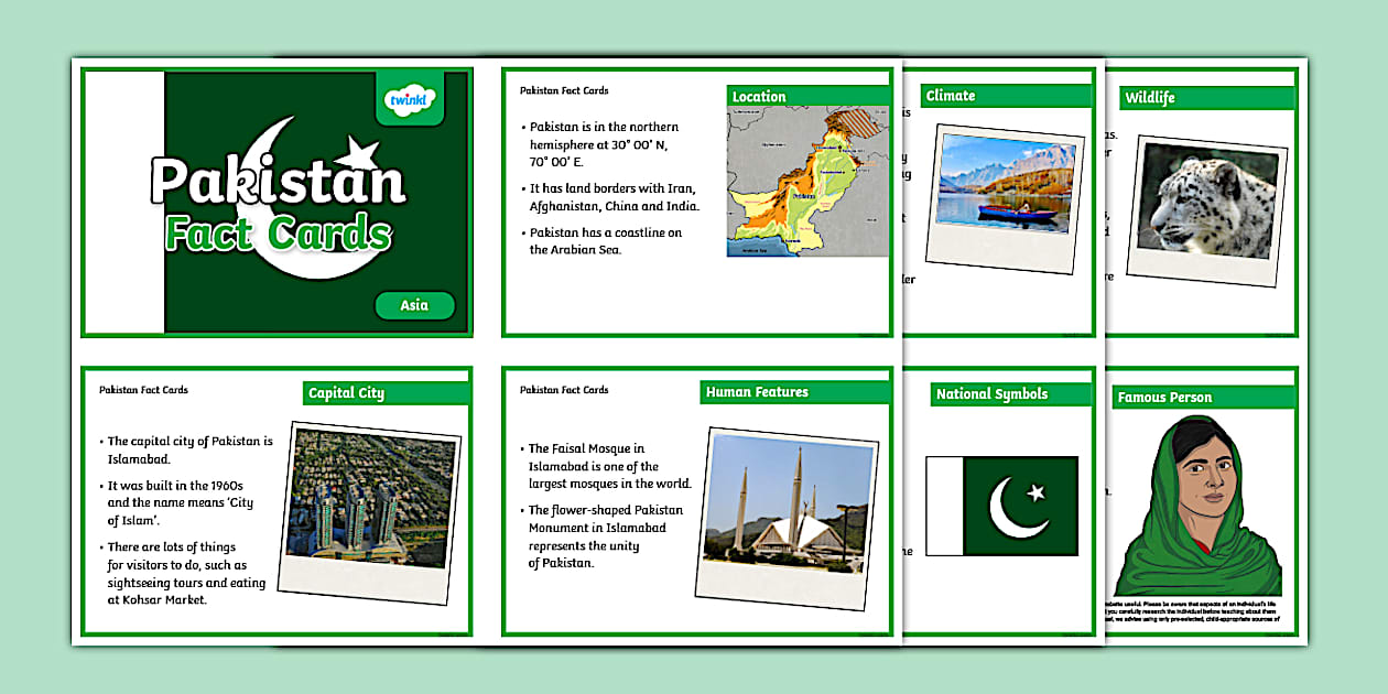 KS2 Pakistan Fact Cards - Primary Geography (teacher made)