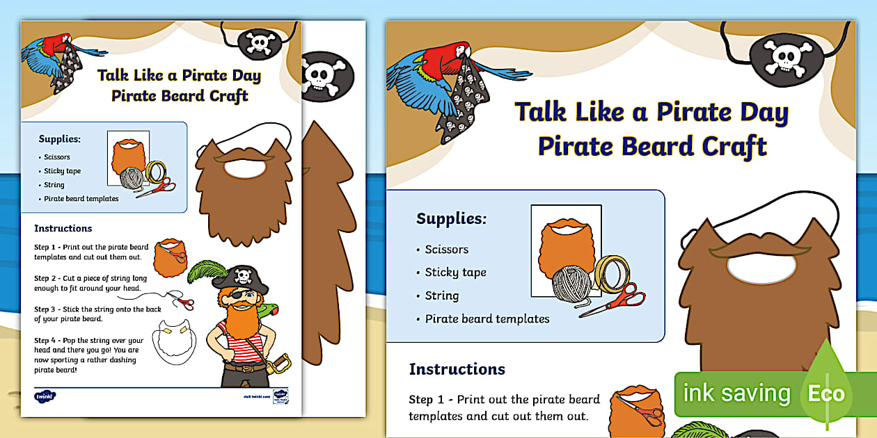 Pirate Beard Craft Activity- Talk Like a Pirate Day Craft