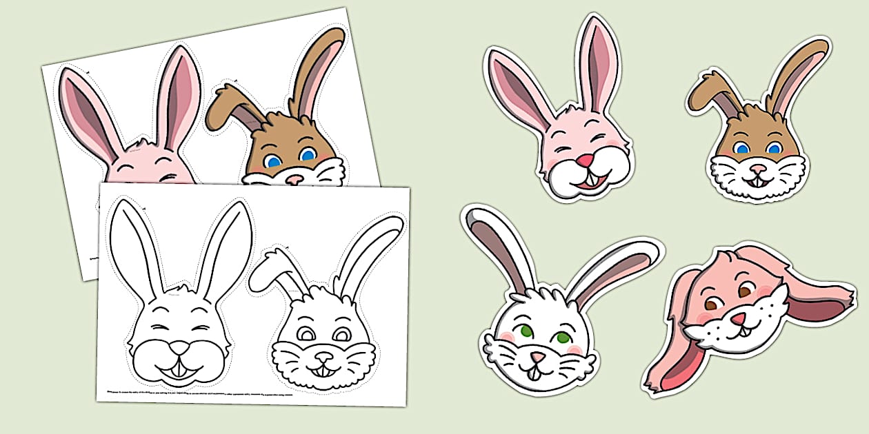 Easter Bunny Face Cut Out (teacher made) - Twinkl