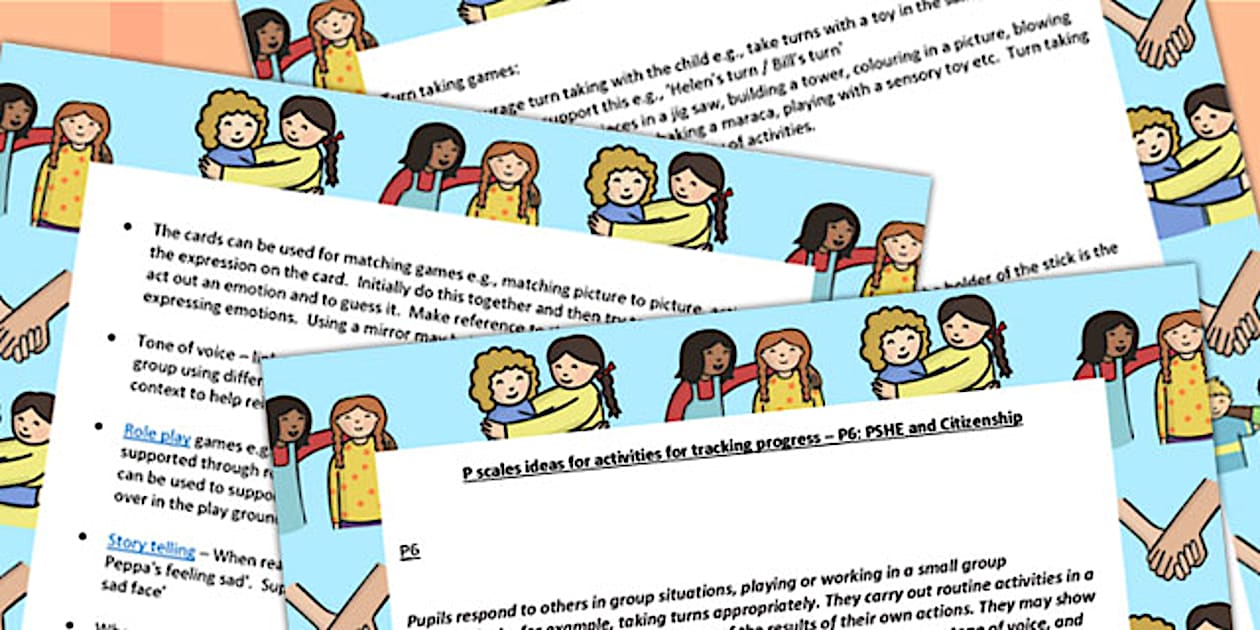 P Scales Ideas Activities for Tracking Progress PSHE Citizenship