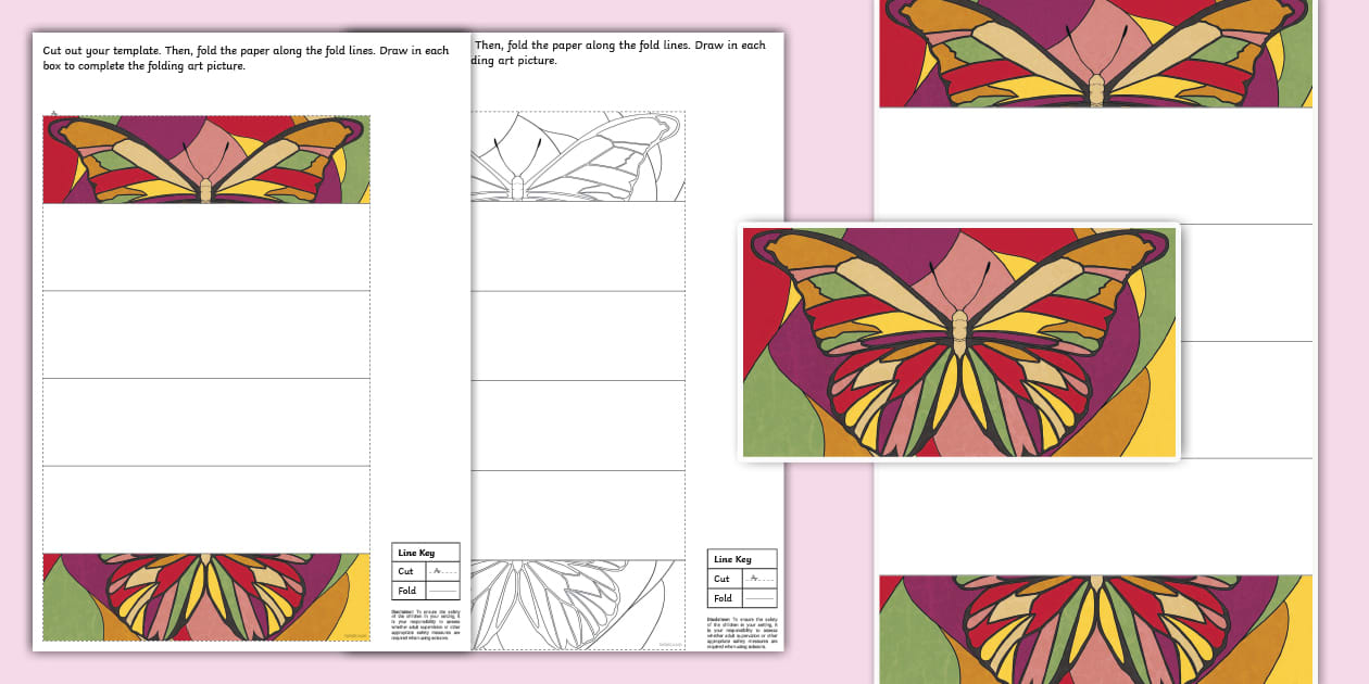 Butterfly Folding Art Template (teacher made) - Twinkl