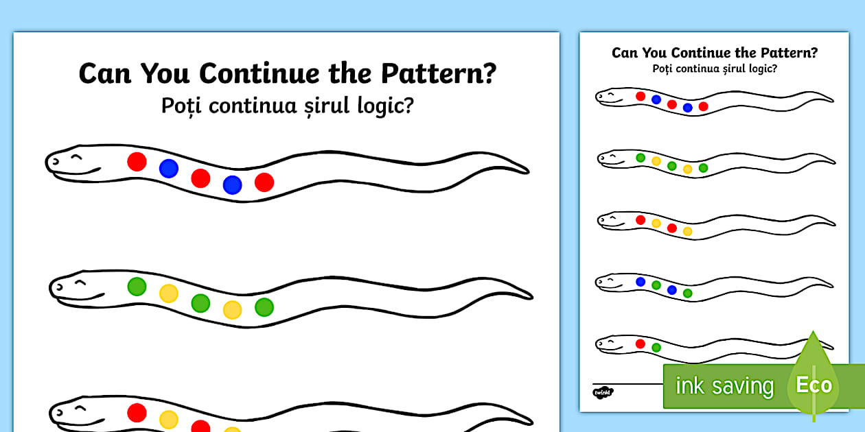 Two Colour Repeating Pattern Snake Fingerprint Worksheet / Worksheet