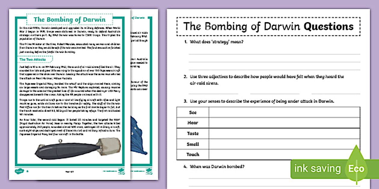 The Bombing of Darwin Differentiated Reading Comprehension
