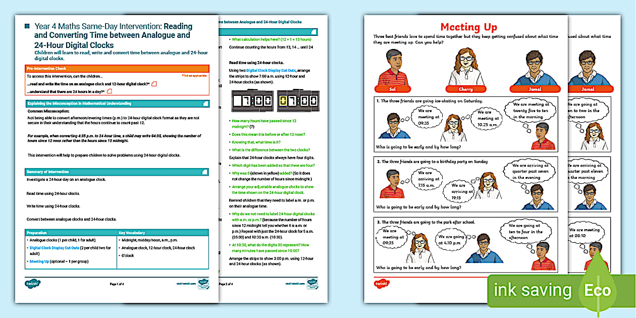 👉 Y4 Intervention: Converting between analogue & 24-hour times 👉 Y4 Intervention: Converting between analogue & 24-hour times