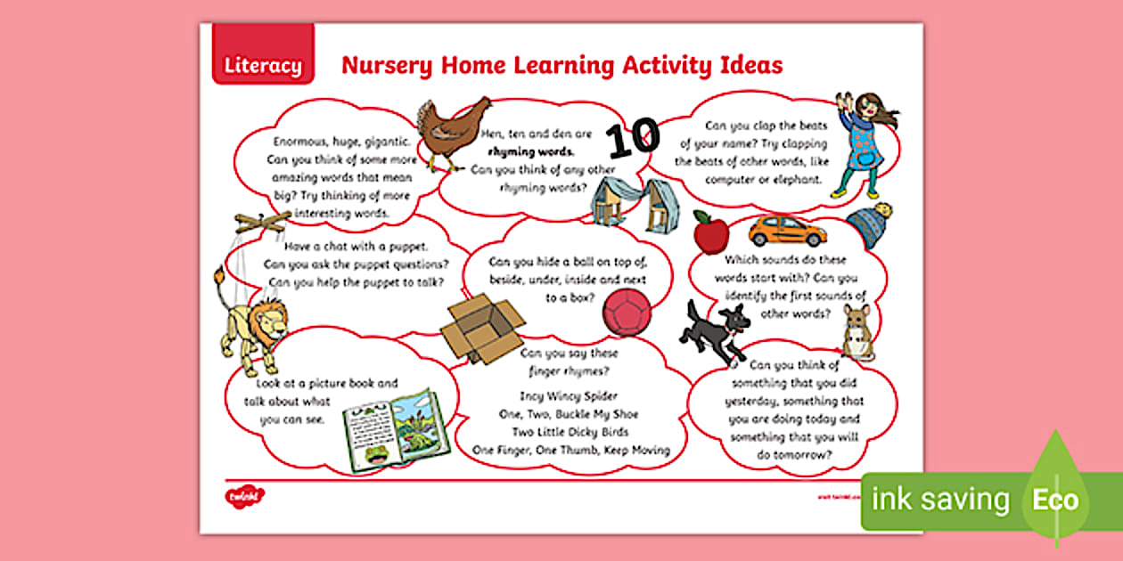 Language and Communication Nursery Home Learning Activity Ideas