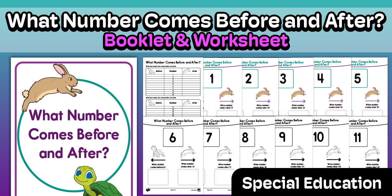 What Number Comes Before and After? Math Booklet and Practice Worksheet for