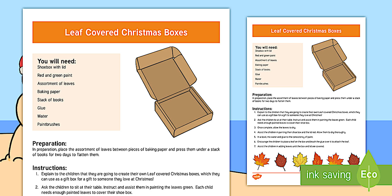 Leaf Covered Christmas Boxes Activity
