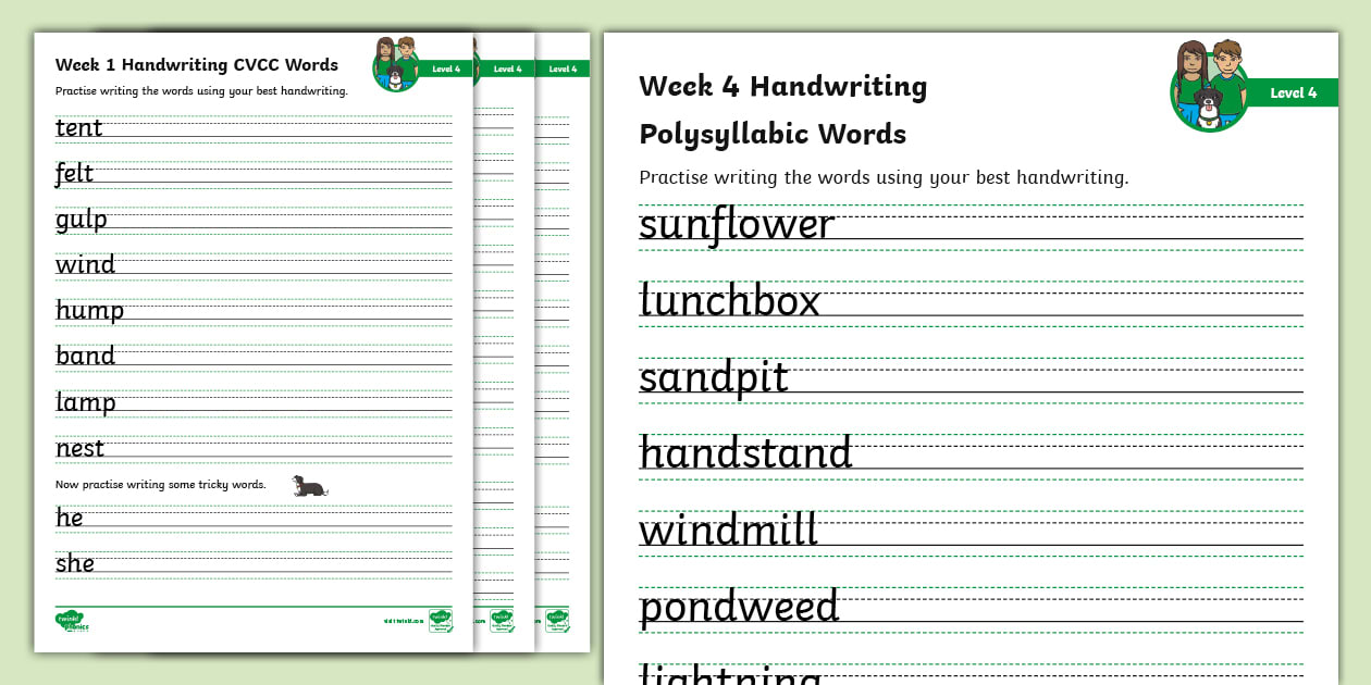 Level 4 Handwriting - Spelling - Letter Formation - Writing