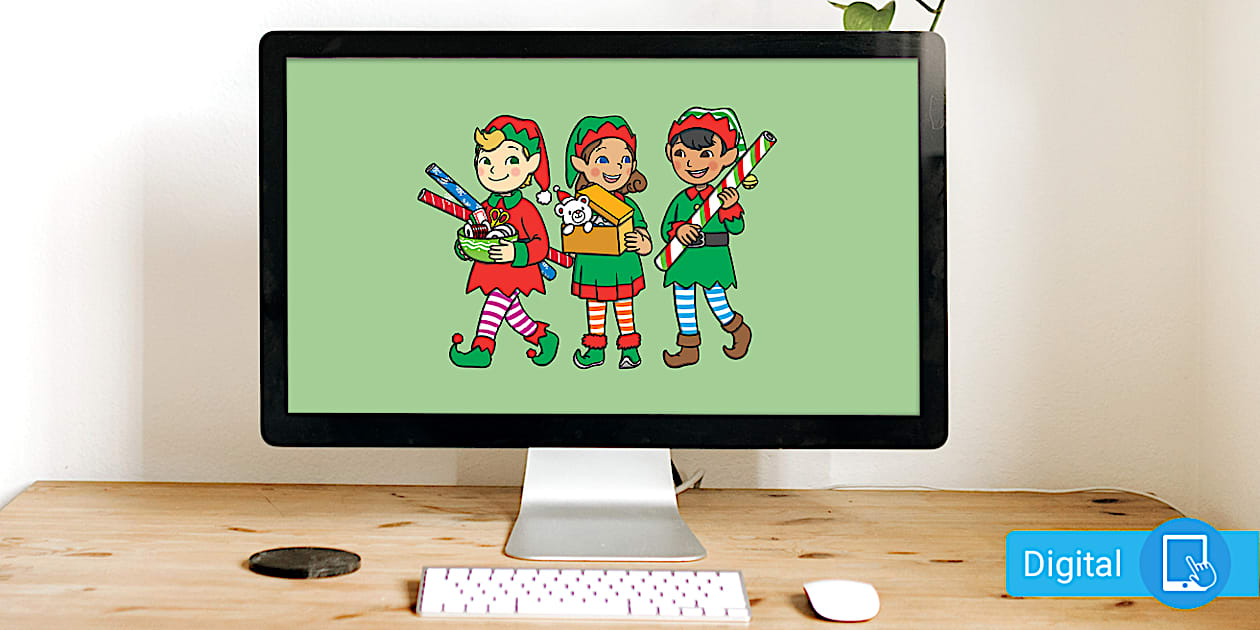 Christmas Elves Desktop Wallpaper | Twinkl Party