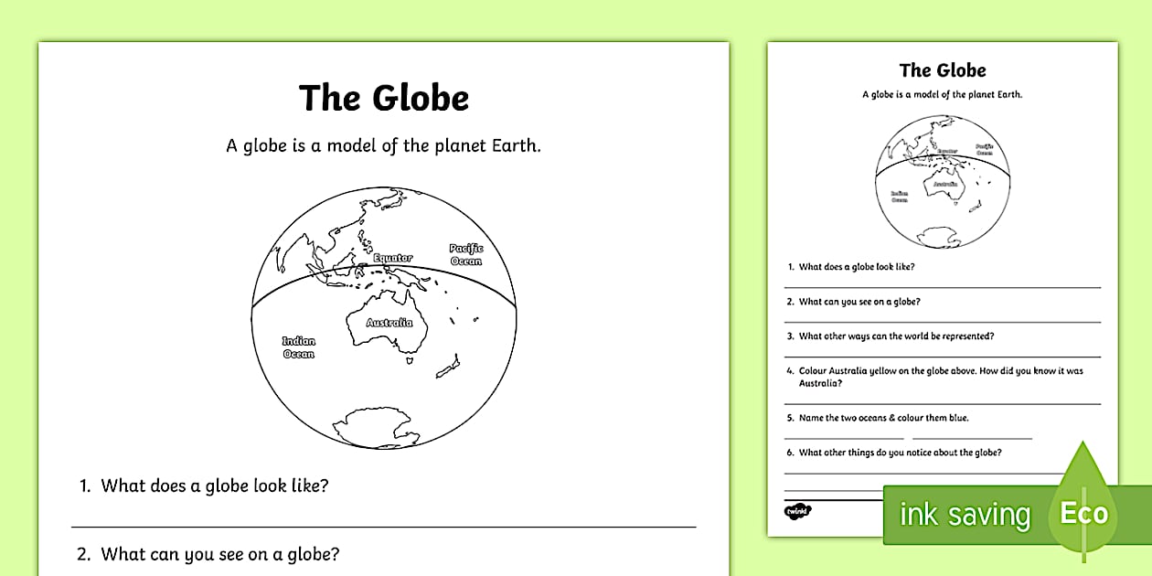 Cursive The Globe Worksheet (professor feito) - Twinkl