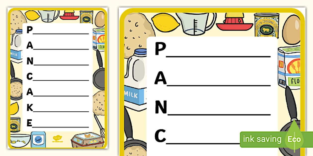 Pancake Acrostic Poem Template (teacher made) - Twinkl